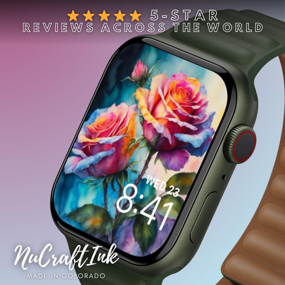 Watercolorstyle Roses Apple Watch Face: Floral Smartwatch Wallpaper ...