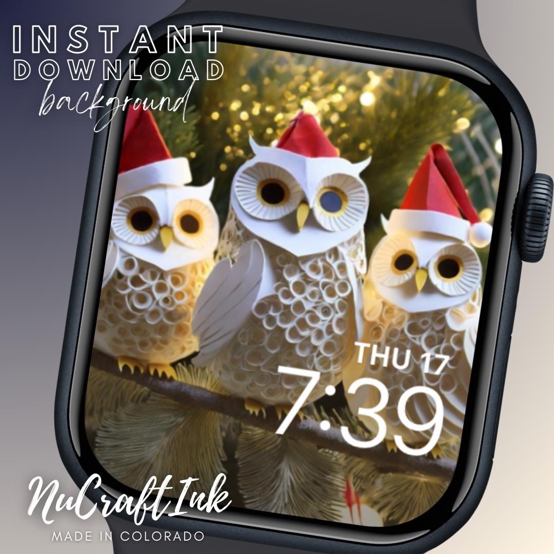 Christmas Owls Apple Watch Face: Holiday Smartwatch Wallpaper (digital ...
