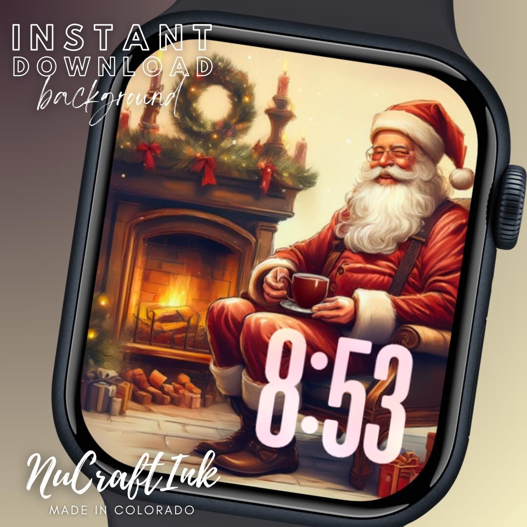 Vintage Santa Apple Watch Face Wallpaper Nostalgic Christmas Retro ...