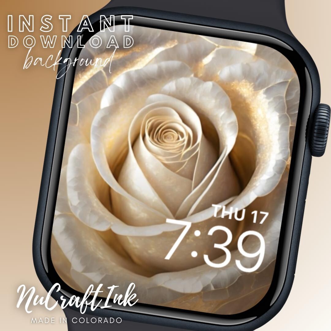 White Gold Rose Apple Watch Face: Elegant Floral Smartwatch Wallpaper ...
