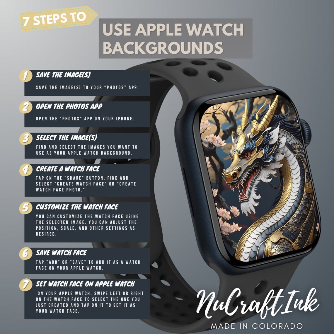Year of the Dragon Apple Watch Face Background Golden Blue Dragon Theme ...