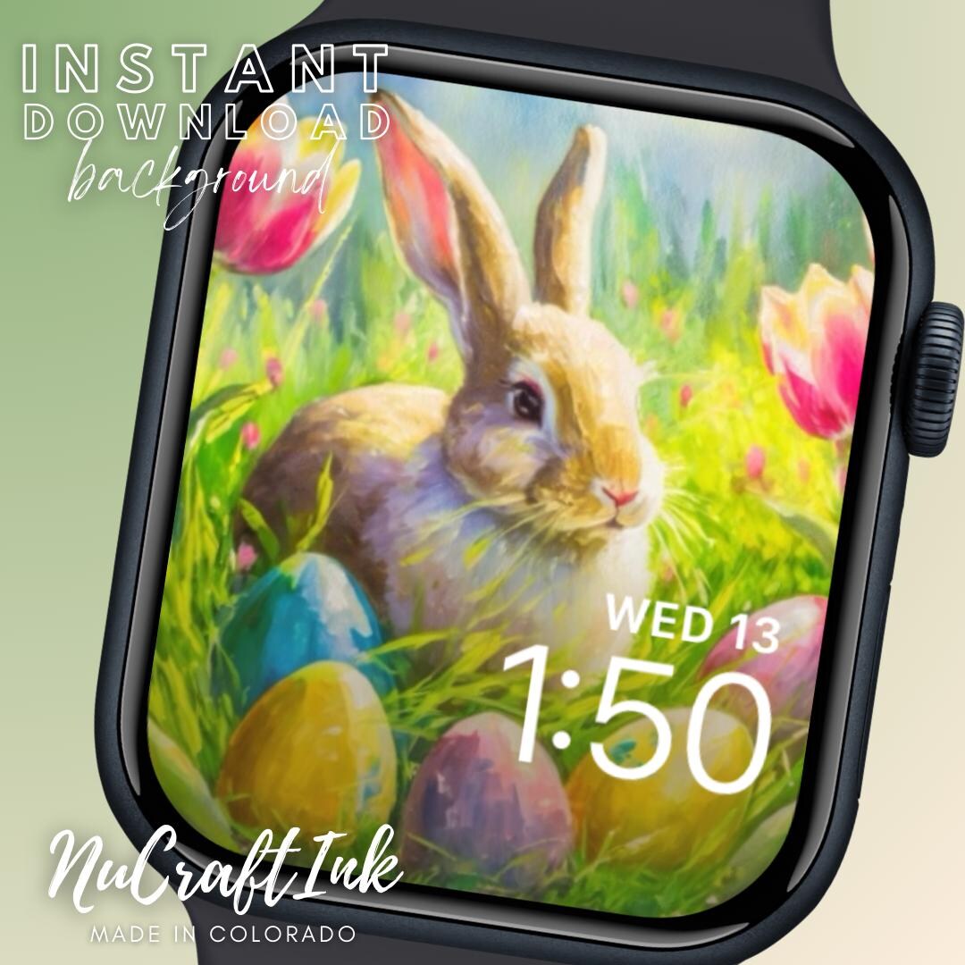 Easter Bunny Apple Watch Face: Watercolor Style Spring Wallpaper ...