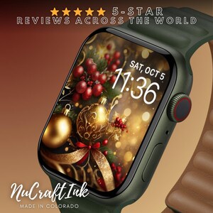 Elegant Christmas Apple Watch Face Wallpaper Winter Theme Smartwatch ...