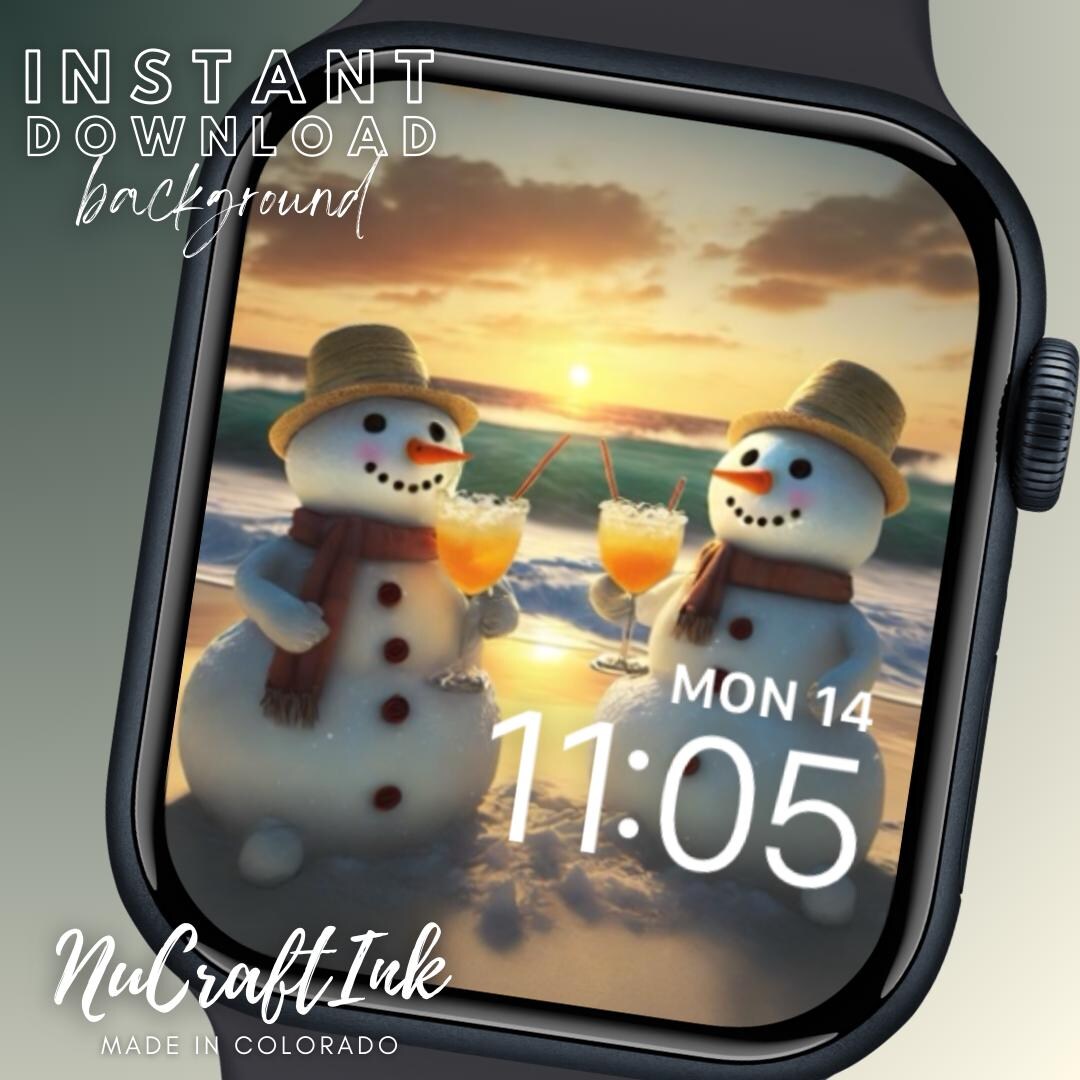 Snowmen Apple Watch Face Wallpaper on Winter Vacation Travel Smartwatch ...