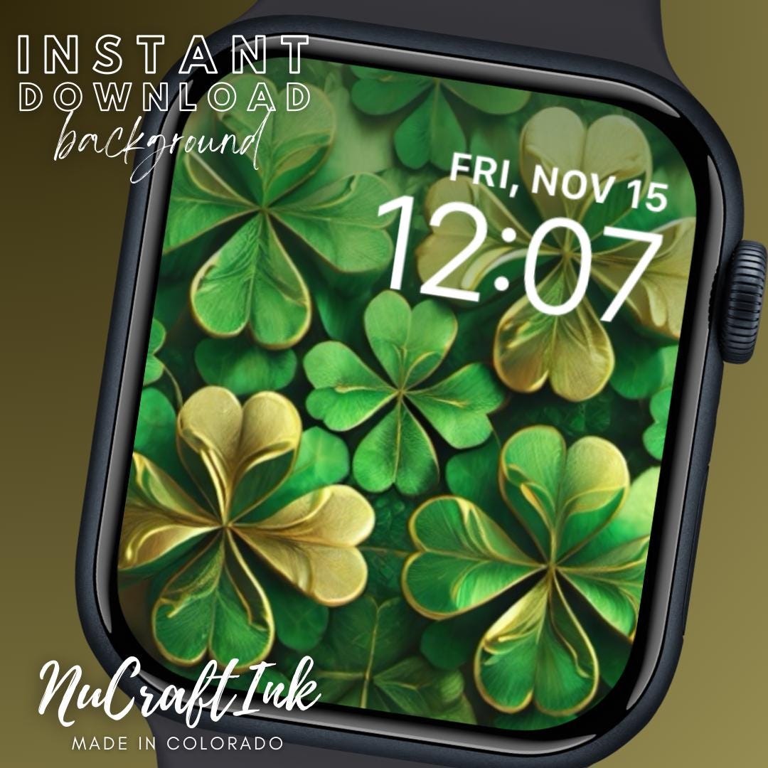 4 Leafed Clovers Apple Watch Face Background Lucky Clovers Wallpaper ...