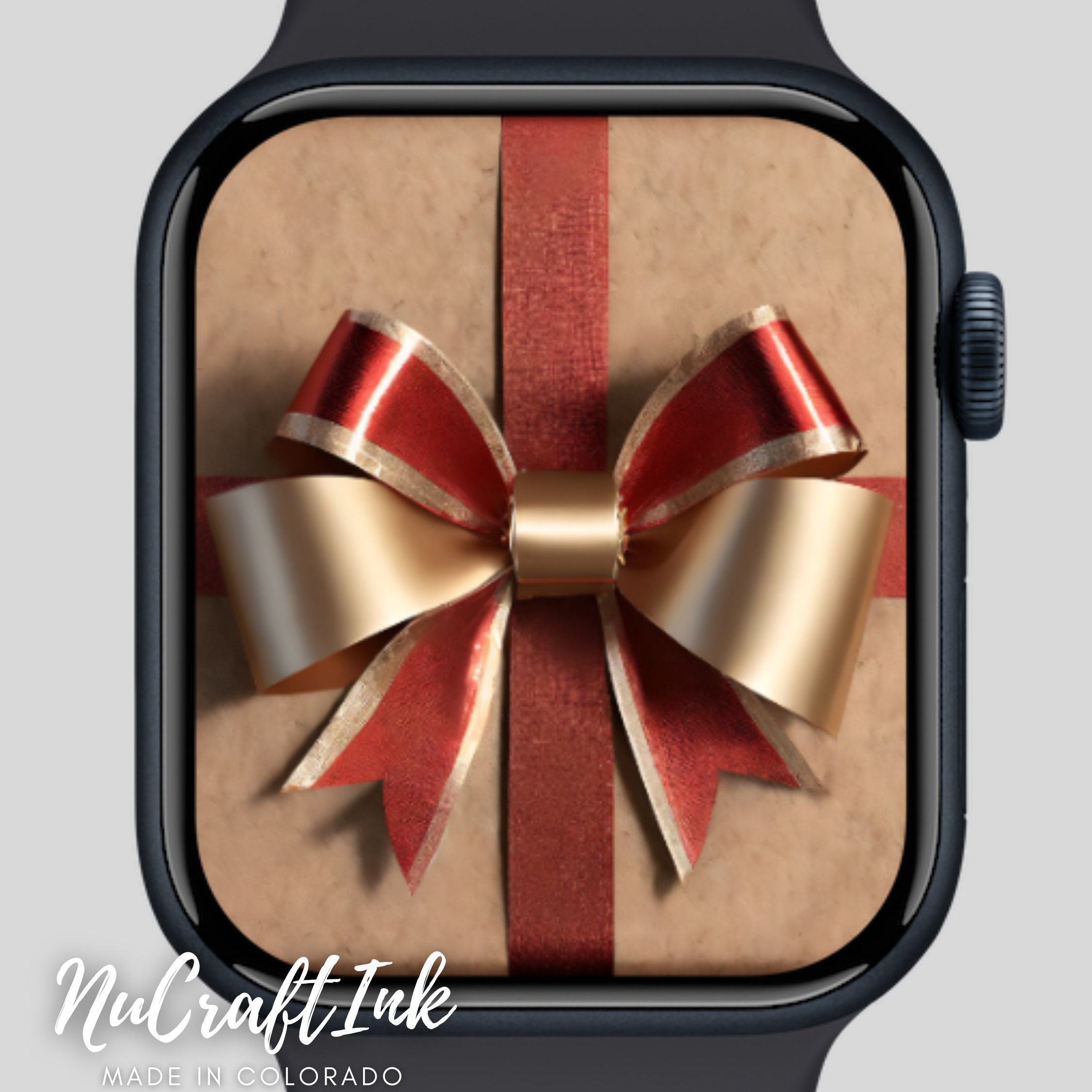 Christmas Bow Apple Watch Face Wallpaper, Winter Theme Smartwatch ...