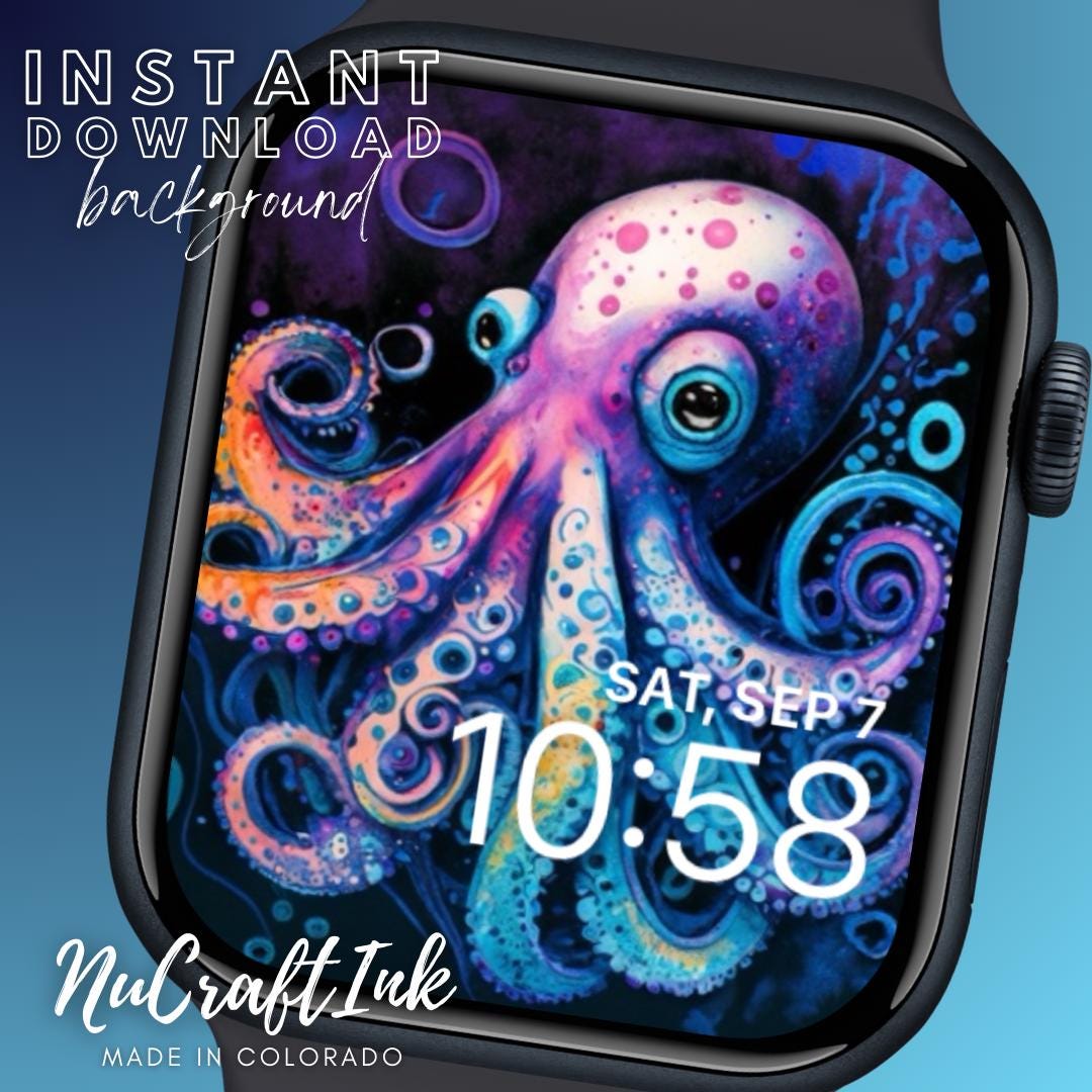 Colorful Octopus Apple Watch Face: Vibrant Smartwatch Wallpaper ...