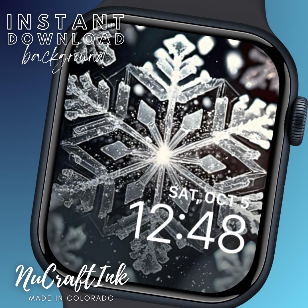 Snowflake Apple Watch Face Wallpaper: Winter Ice Crystals (digital ...
