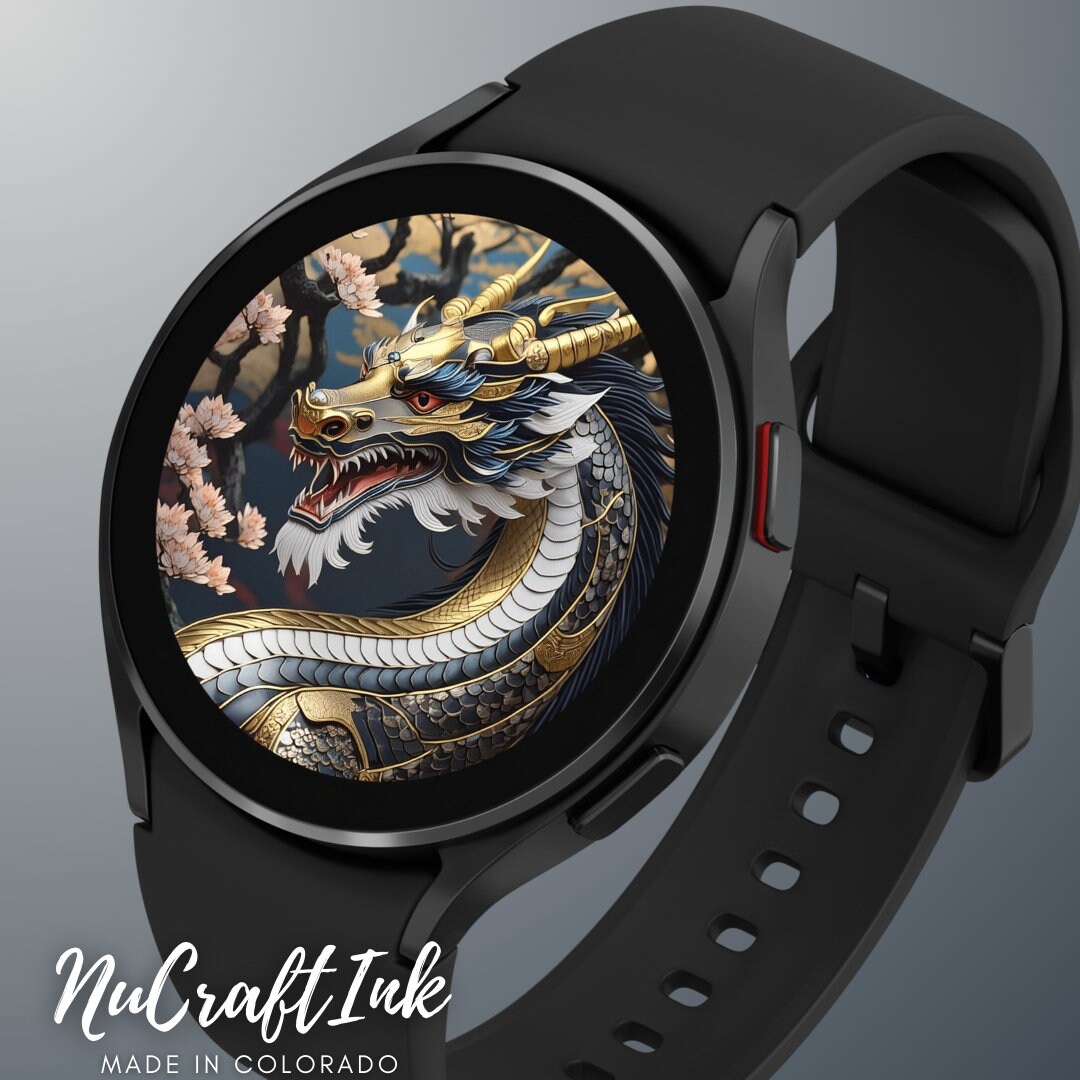 Year of the Dragon Apple Watch Face Background Golden Blue Dragon Theme ...