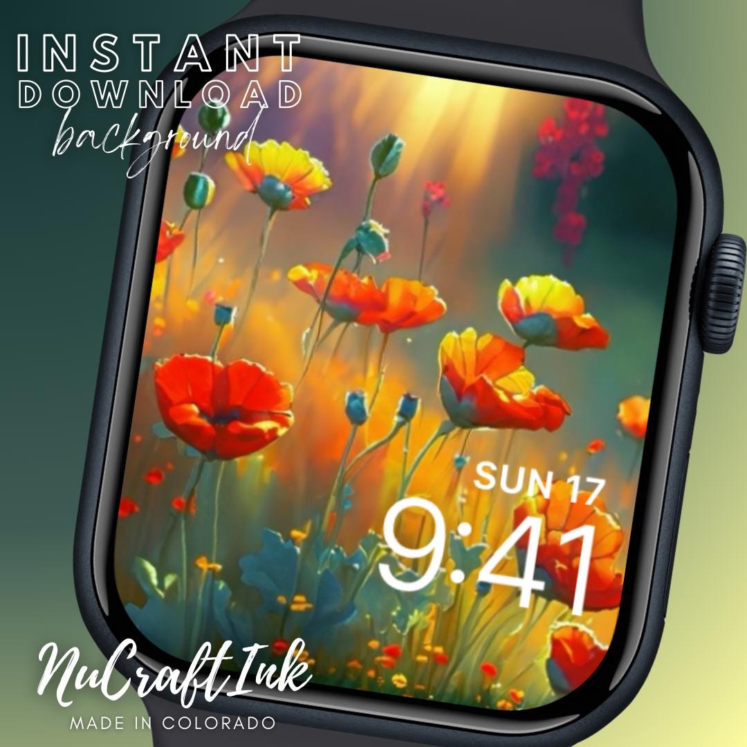 California Poppy Apple Watch Face: Floral Smartwatch Wallpaper (digital ...
