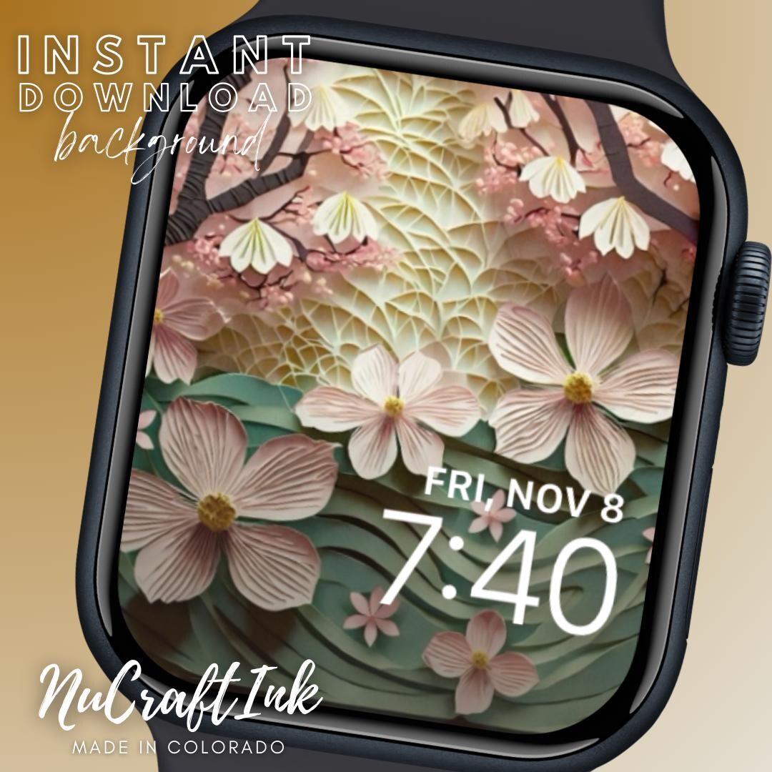 Japanese Cherry Blossom Apple Watch Face: Paper Art Wallpaper (digital ...