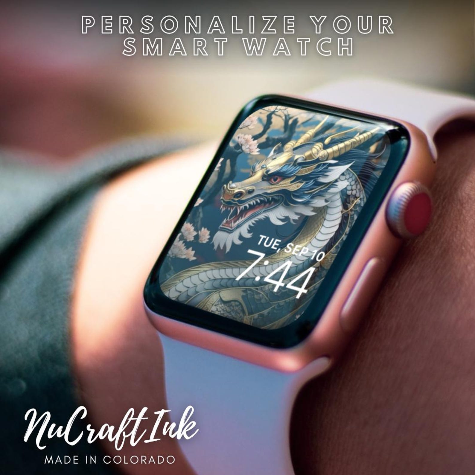 Year of the Dragon Apple Watch Face: Golden Blue Wallpaper (digital ...