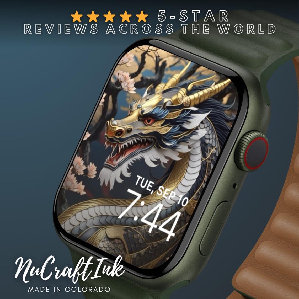 Year of the Dragon Apple Watch Face: Golden Blue Wallpaper (digital ...
