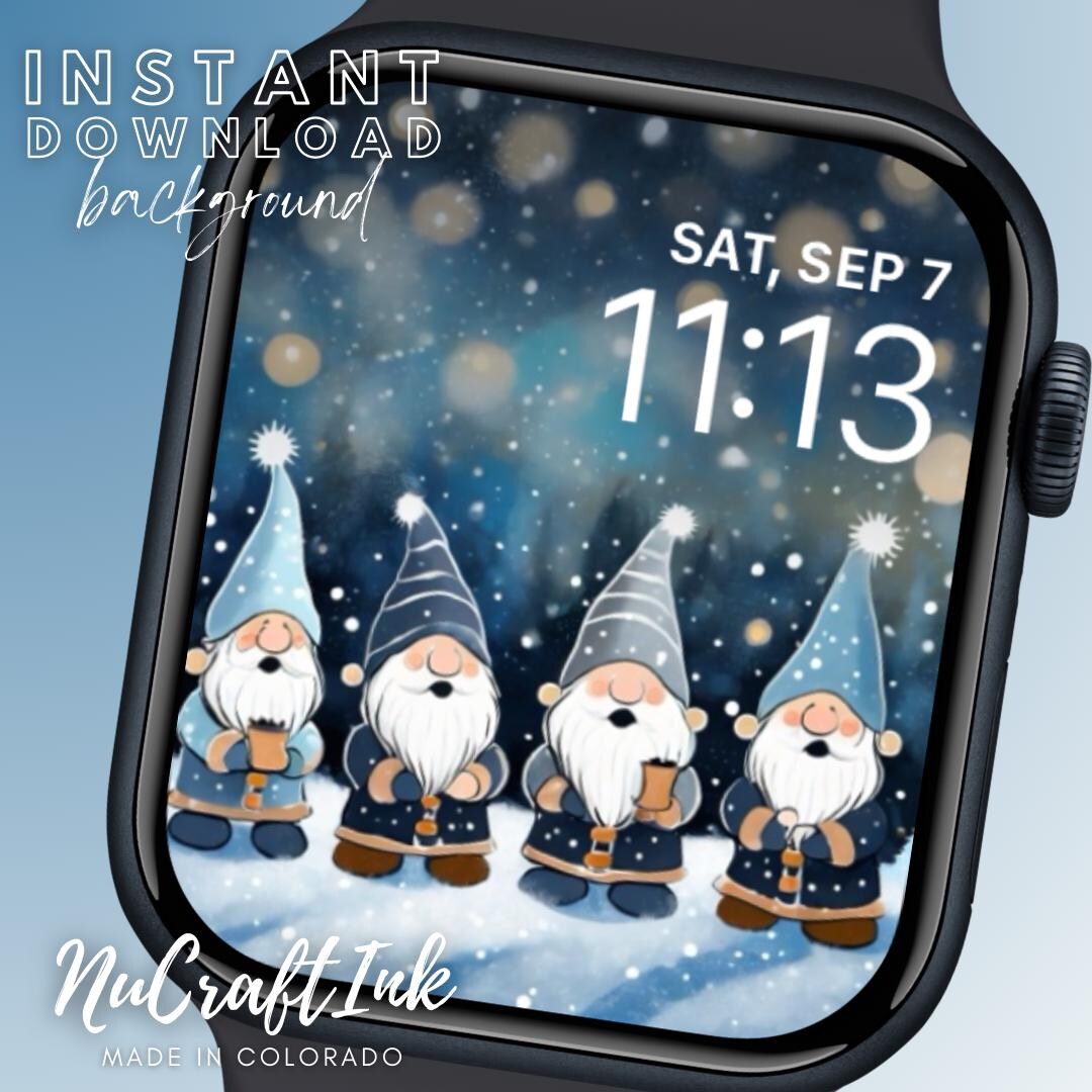 Winter Gnome Apple Watch Face, Christmas Smartwatch Wallpaper (digital ...