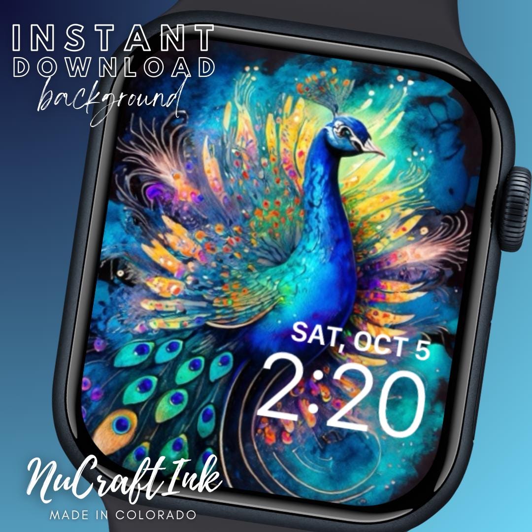 Peacock Apple Watch Face: Colorful Smartwatch Wallpaper (digital ...