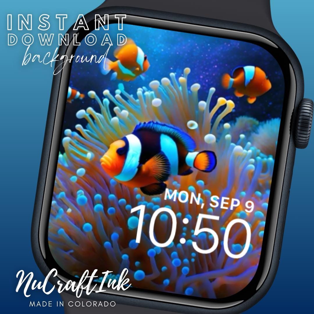 Clownfish Reef Apple Watch Face: Vibrant Aquarium Background (digital ...