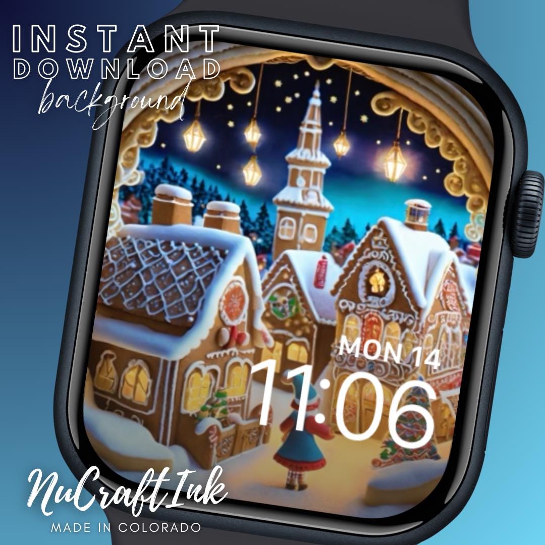 Christmas Watch Face Gingerbread Village Apple Watch Wallpaper Winter ...