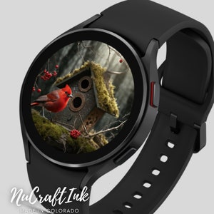 Red Bird and Birdhouse Apple Watch Face Background Forest Theme ...