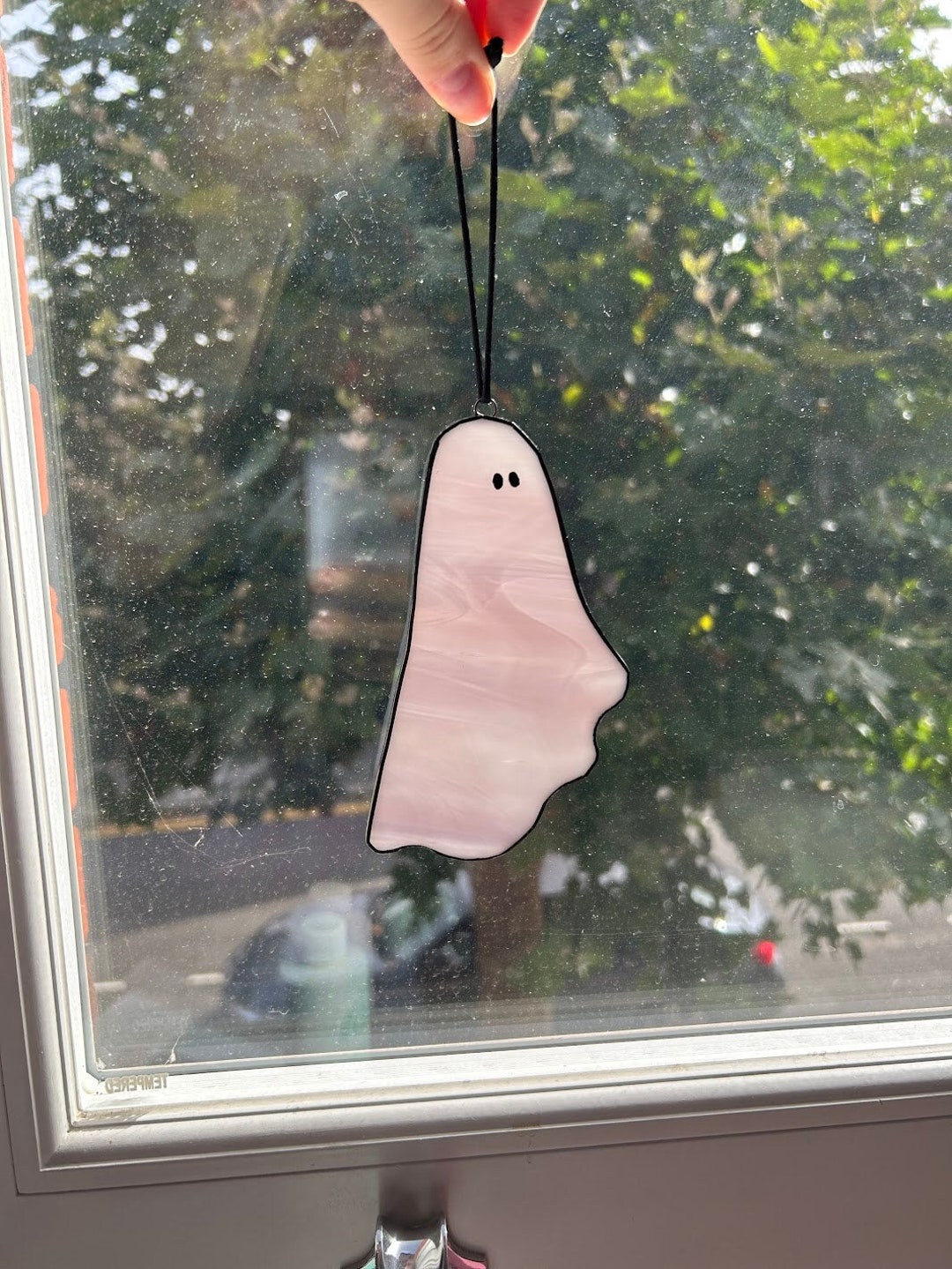 Halloween Stained Glass Ghost Sun Catcher Decoration Wispy - Etsy