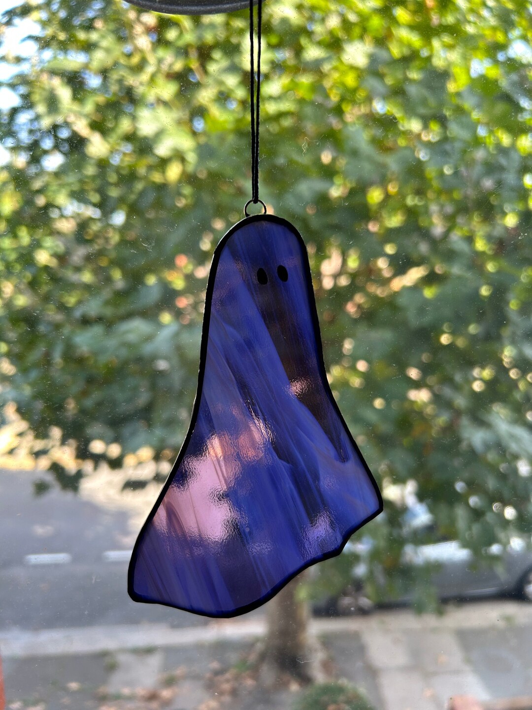 Halloween Stained Glass Ghost Sun Catcher Decoration Big - Etsy