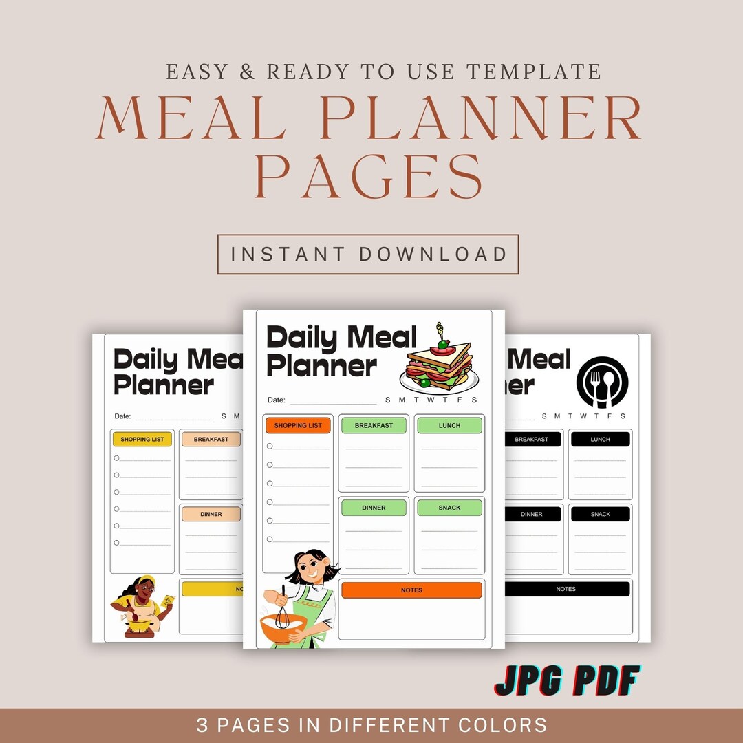 Printable Weekly Meal Plan, Digital Download, Printable Weekly Menu ...