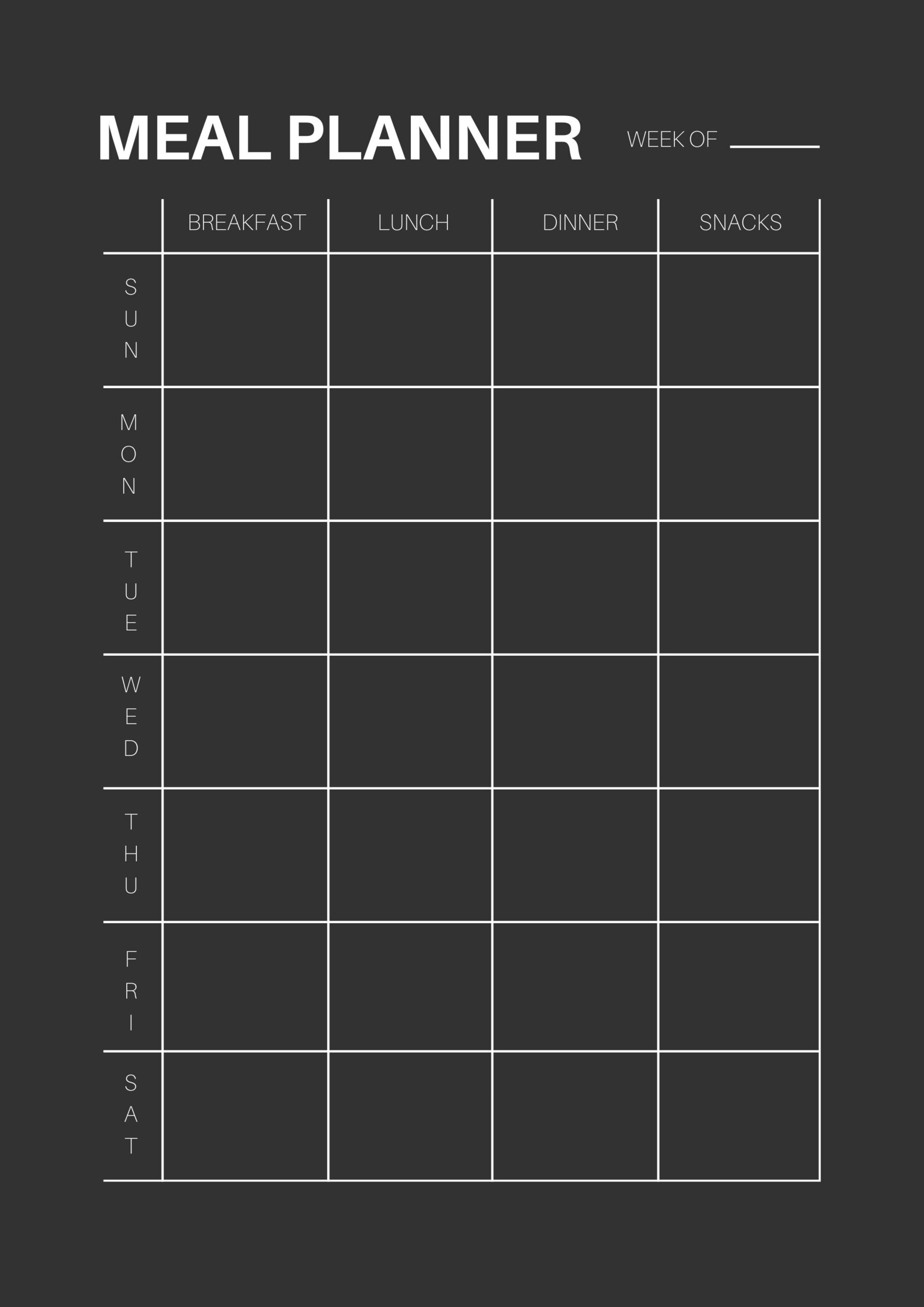 Printable Meal Planner PDF Worksheet JPG Zip different Colors Meal Plan ...