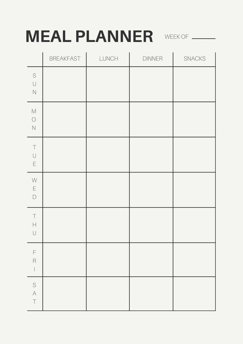 Printable Meal Planner PDF Worksheet JPG Zip different - Etsy