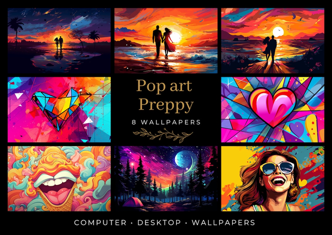 8 Wallpapers Pop Art Preppy Graphs Digital Wallpaper Colorful Wallpaper ...