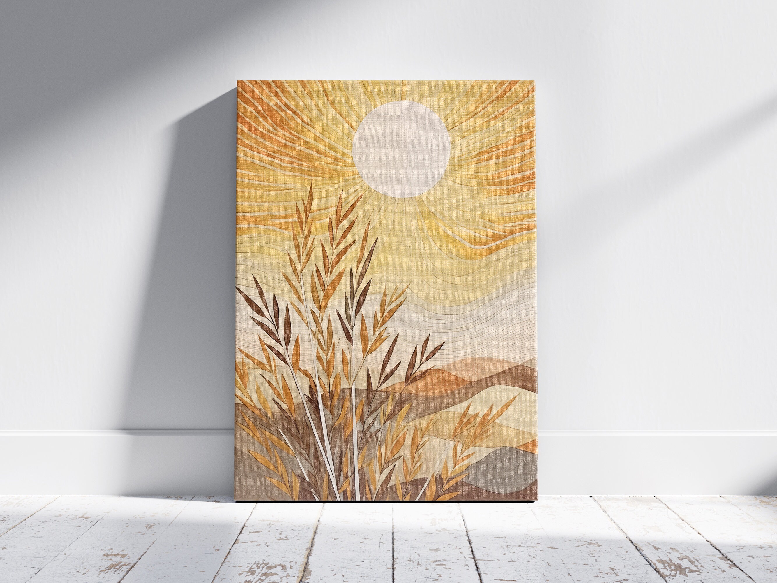 Boho Desert Sun Triptych: Minimalist Terracotta Landscape Prints ...