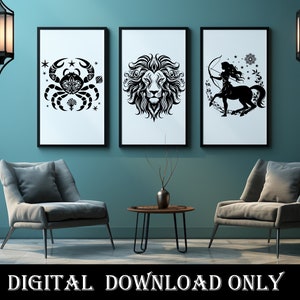 Zodiac Silhouette Signs PNG Collection: Astrology Clipart (digital ...