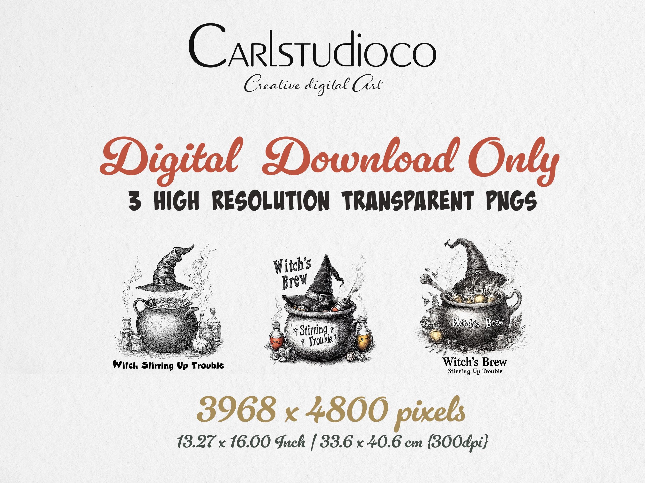 Witchy Cauldron Clipart: Halloween Brewing Pot Illustrations (digital ...