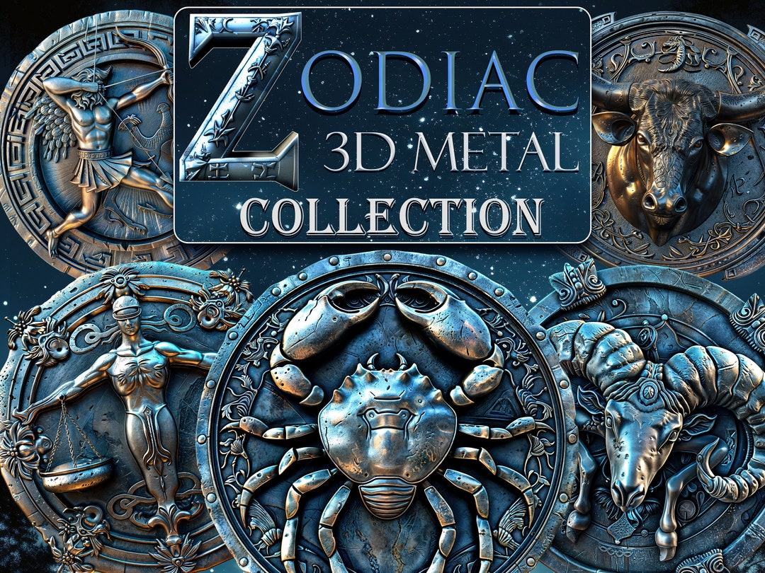 3D Metal Zodiac Signs Clipart: Horoscope PNG Bundle (digital Download ...