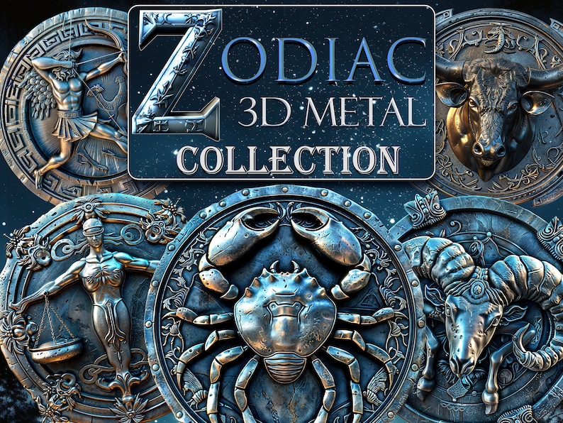 Zodiac Signs Clipart Horoscope PNG, Metal 3D Zodiac Art Collection ...