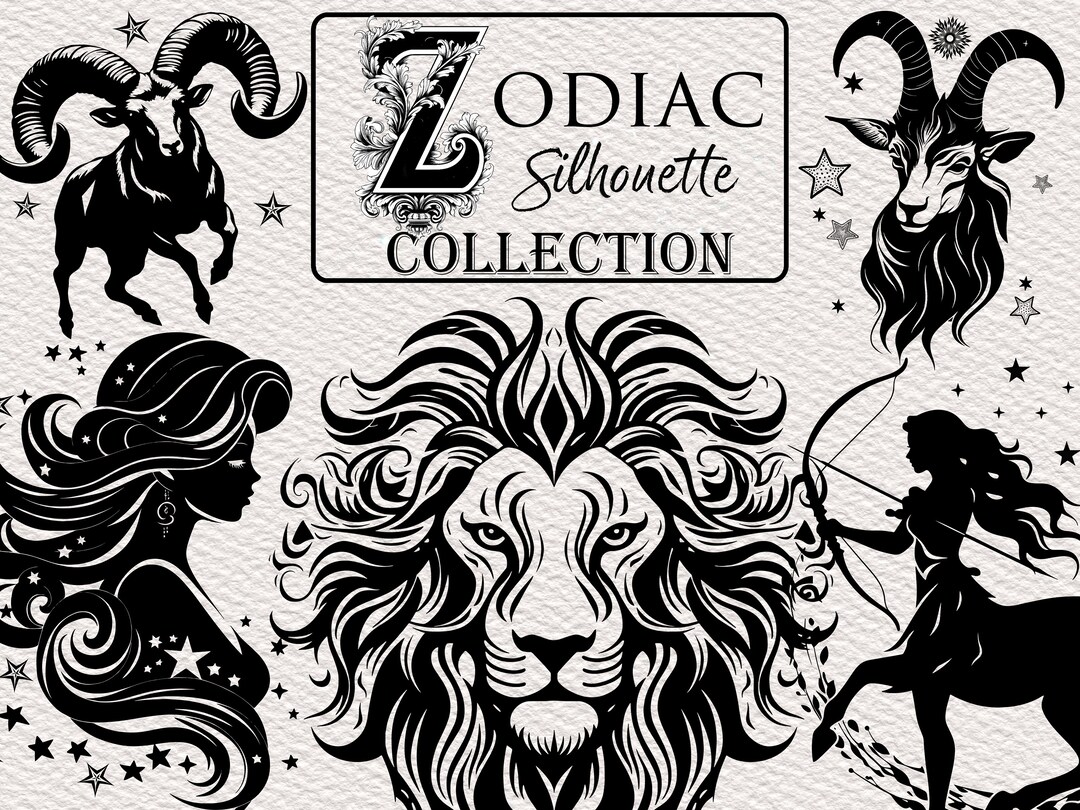 Zodiac Silhouette Signs PNG Collection: Astrology Clipart (digital ...