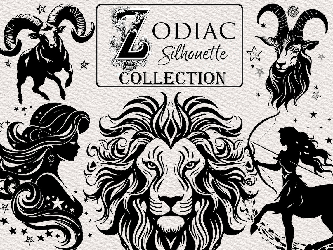 Zodiac Silhouette Signs PNG Collection, Astrology Signs Png, Zodiac ...