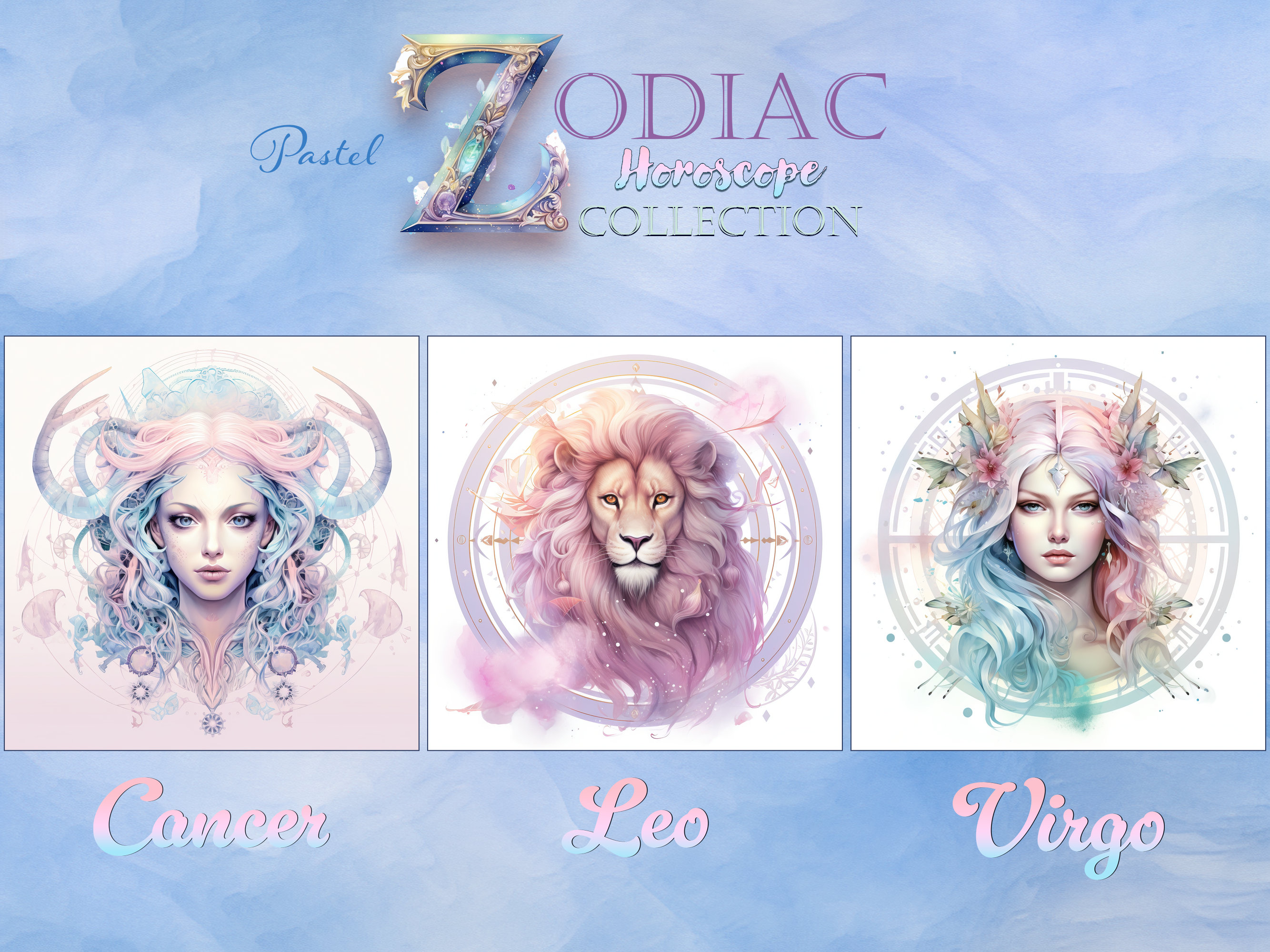 Fantasy Pastel Zodiac Sign Clipart, Pink Horoscope PNG Clip Art ...