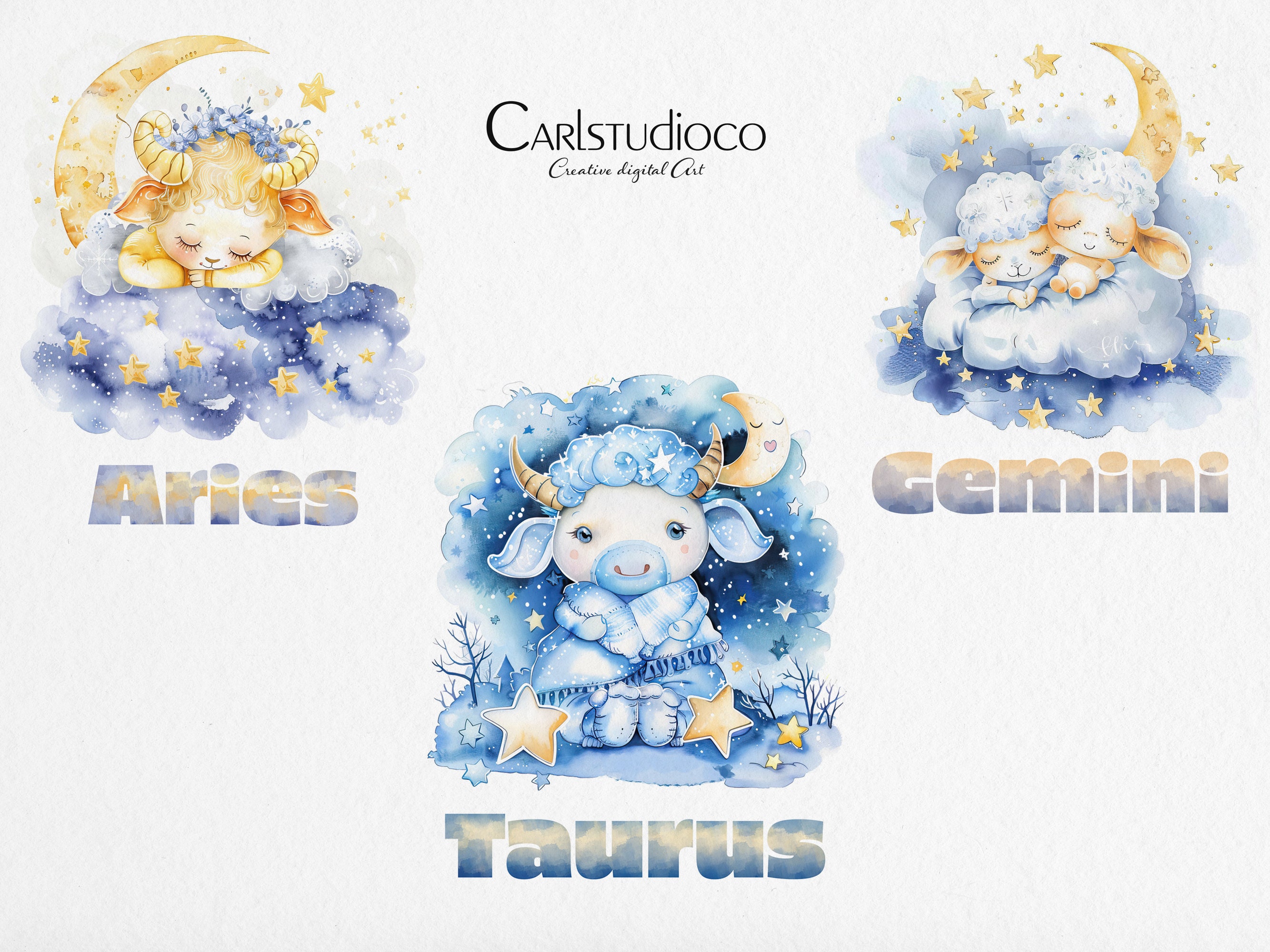 Zodiac Baby Clipart, Zodiac Signs Watercolor Png, Cute Kids Horoscope ...