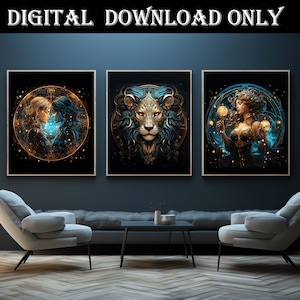 Fantasy Zodiac Signs Clipart: Celestial Horoscope Graphics (digital ...