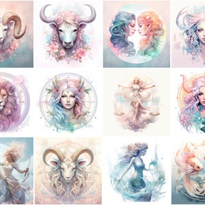 Fantasy Pastel Zodiac Sign Clipart, Pink Horoscope PNG Clip Art ...
