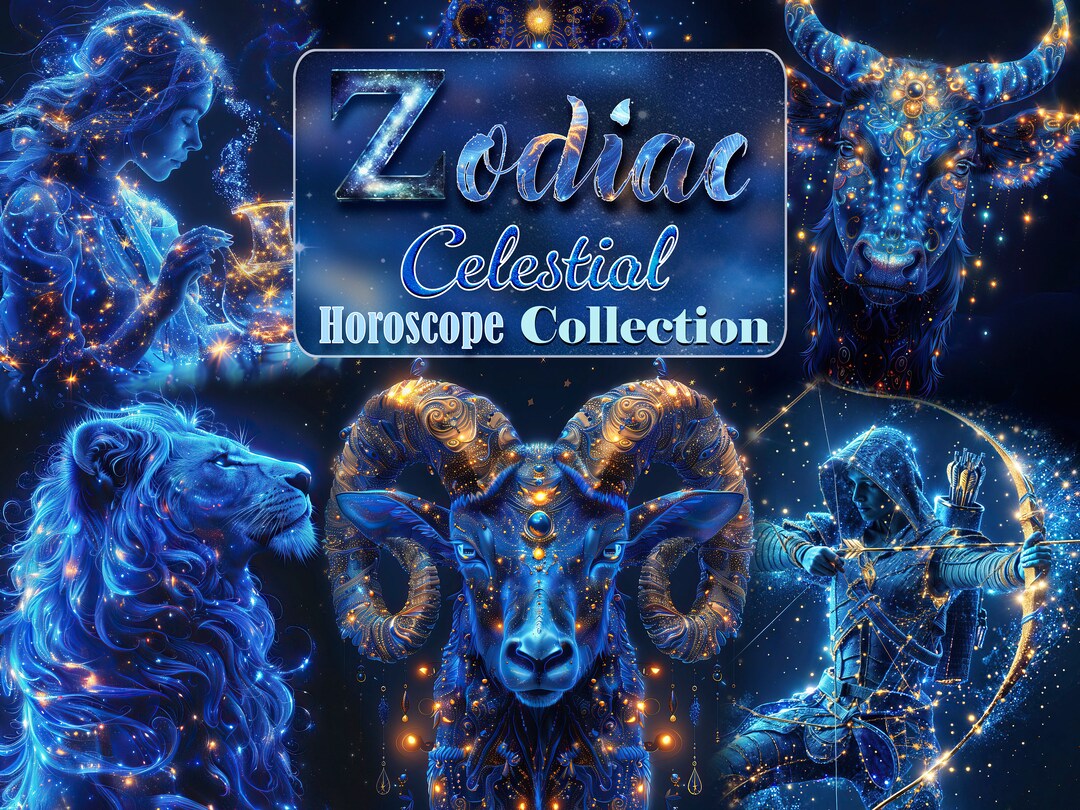 Fantasy Zodiac Clipart: Celestial Horoscope, Galaxy Star Signs (digital ...