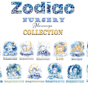 Zodiac Baby Clipart, Zodiac Signs Watercolor Png, Cute Kids Horoscope ...