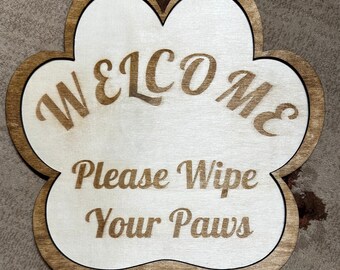 Wipe Your Paws Sign, Pet Sign, Dog Paw Sign, Wreath Sign, Wreath Center ...