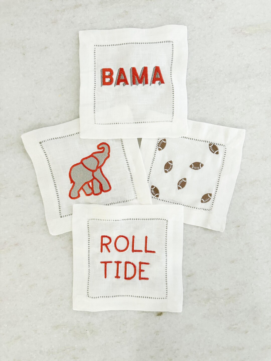 Embroidered Alabama Football Cocktail Napkins *set of 4* - Etsy