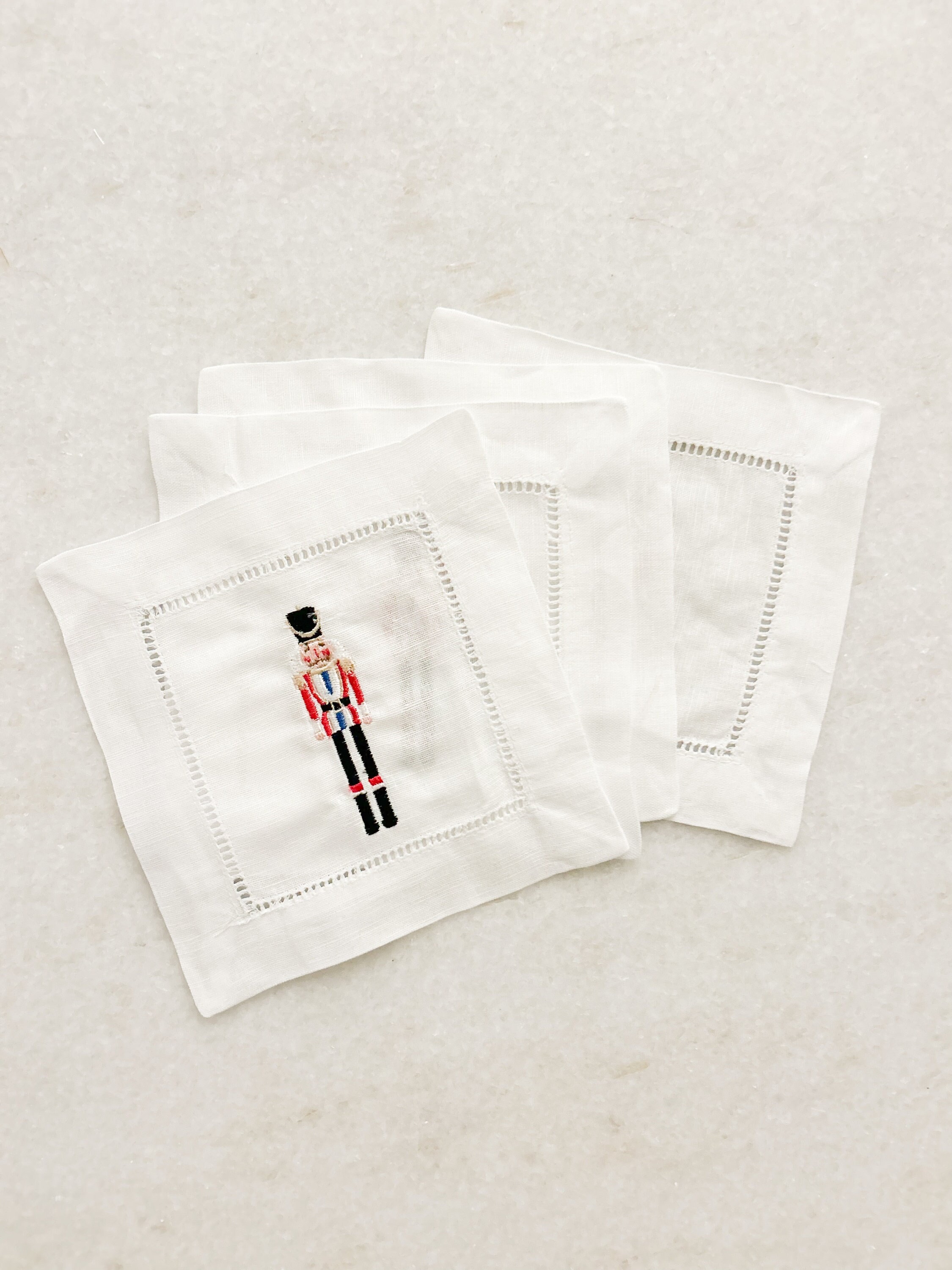 Set of *4* Nutcracker Monogrammed Linen Cocktail Napkins - Etsy