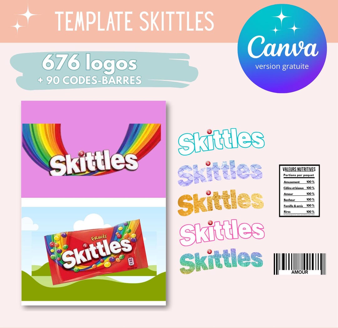 Skittles Packaging Template - Custom Mini Skittles Template - Custom ...