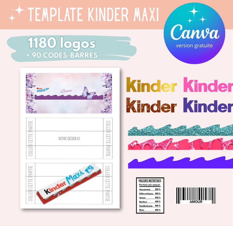 Kinder Maxi Packaging Template - Kinder Maxi Template - Personalized ...