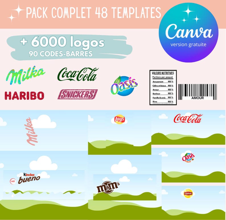 Complete Pack 48 Templates for Packaging - Custom Haribo, Kit Ka, Lay's ...