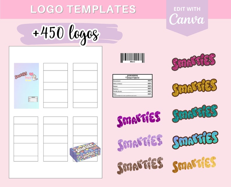 Complete Model to Create Smarties Packaging, Template template on Canva ...