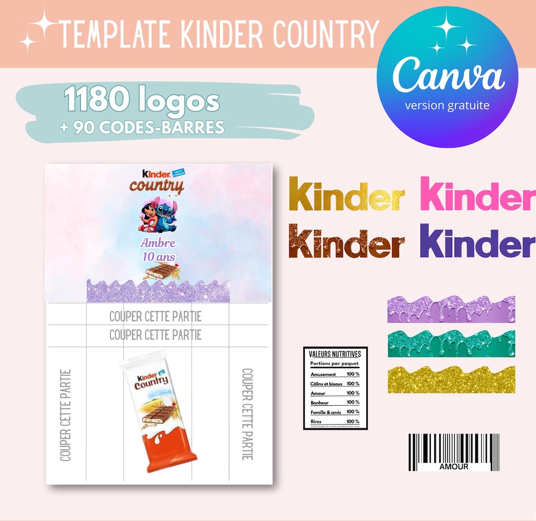 Template pour emballage kinder country - Modèle kinder country - kinder ...