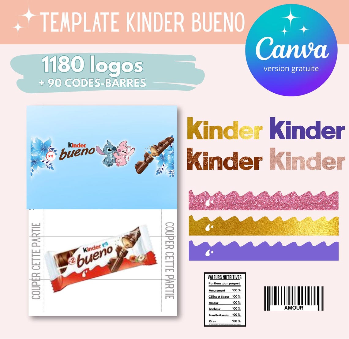 Template pour emballage kinder bueno - Modèle personnalisé kinder bueno ...